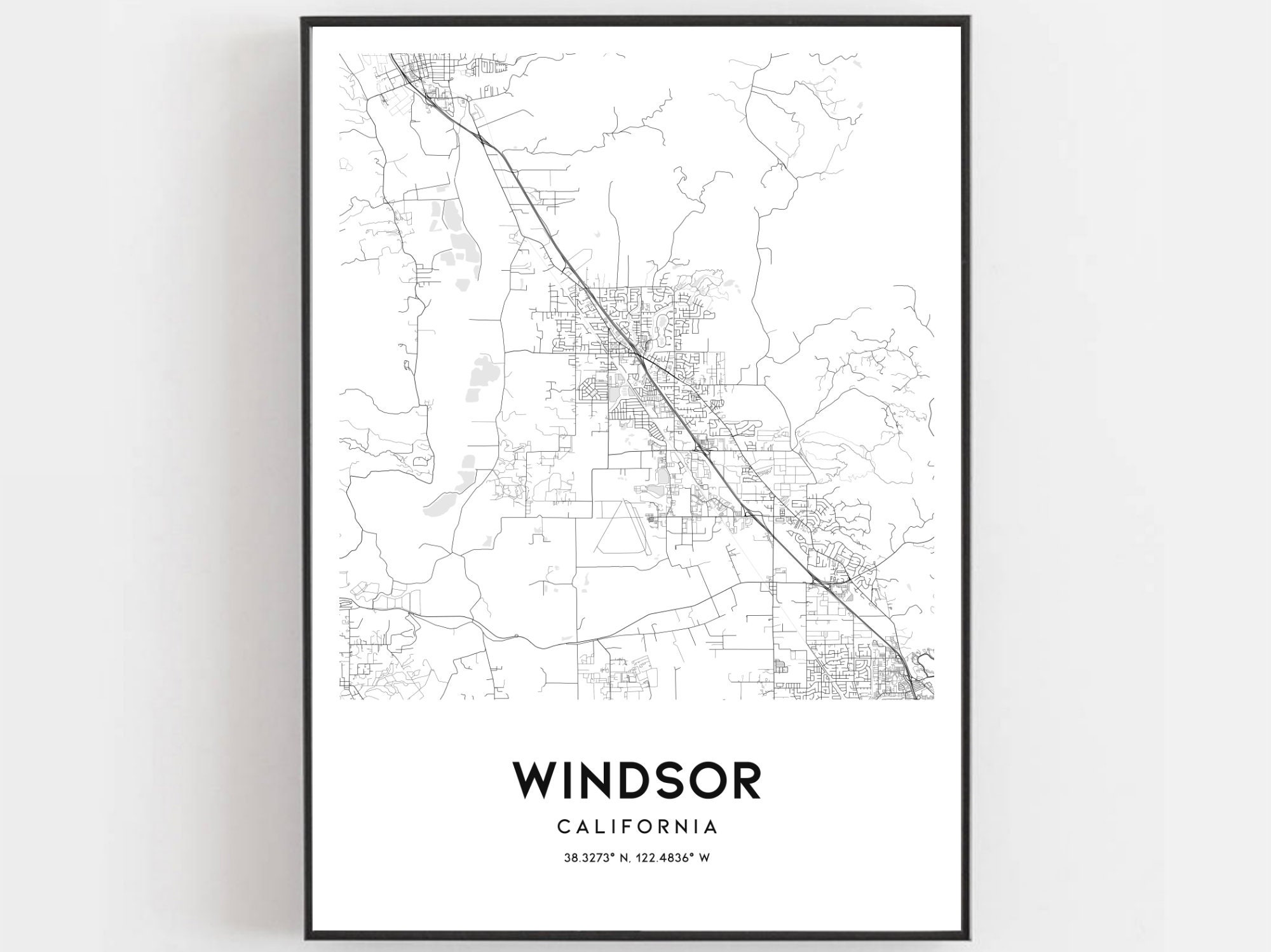 Windsor Map Print Windsor Map Poster Wall Art Ca City Map | Etsy