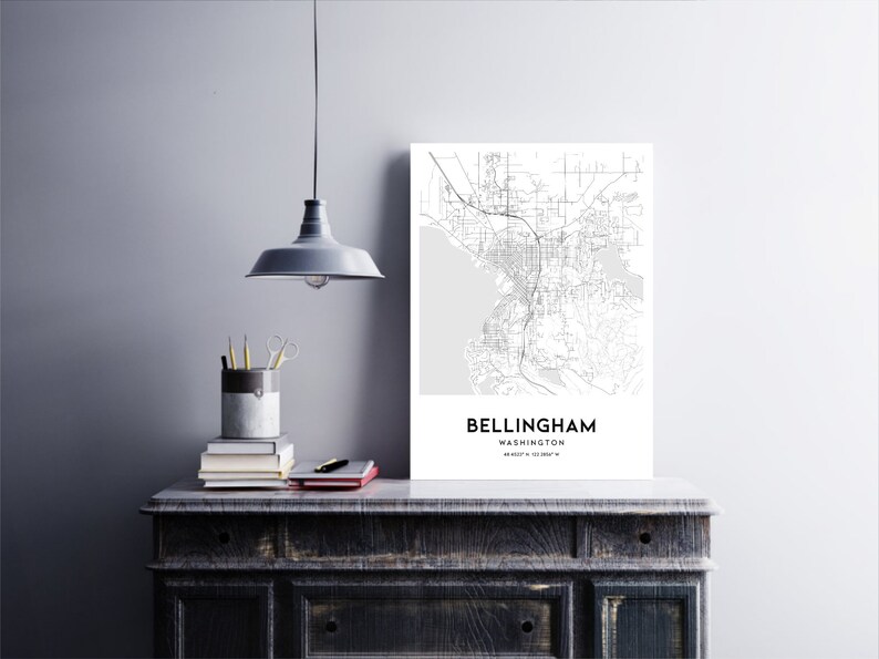 Bellingham Map Print, Bellingham Map Poster Wall Art, Wa City Map ...
