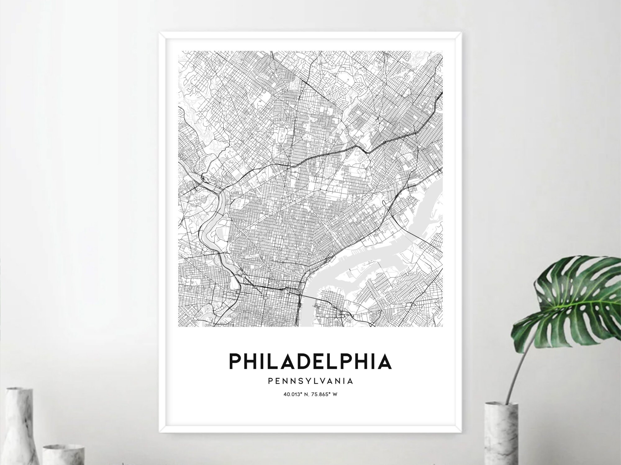 Philadelphia Map Print, Philadelphia Map Poster Wall Art, Pa City Map ...