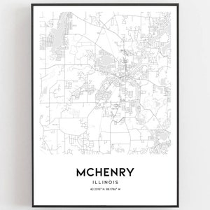 Mchenry Map Print Mchenry Map Poster Wall Art Il City Map | Etsy