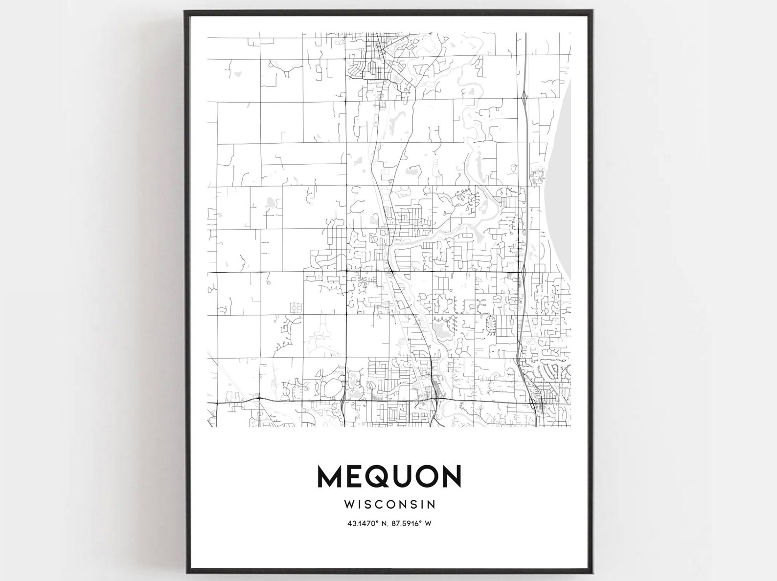 Mequon Map Print Mequon Map Poster Wall Art Wi City Map | Etsy