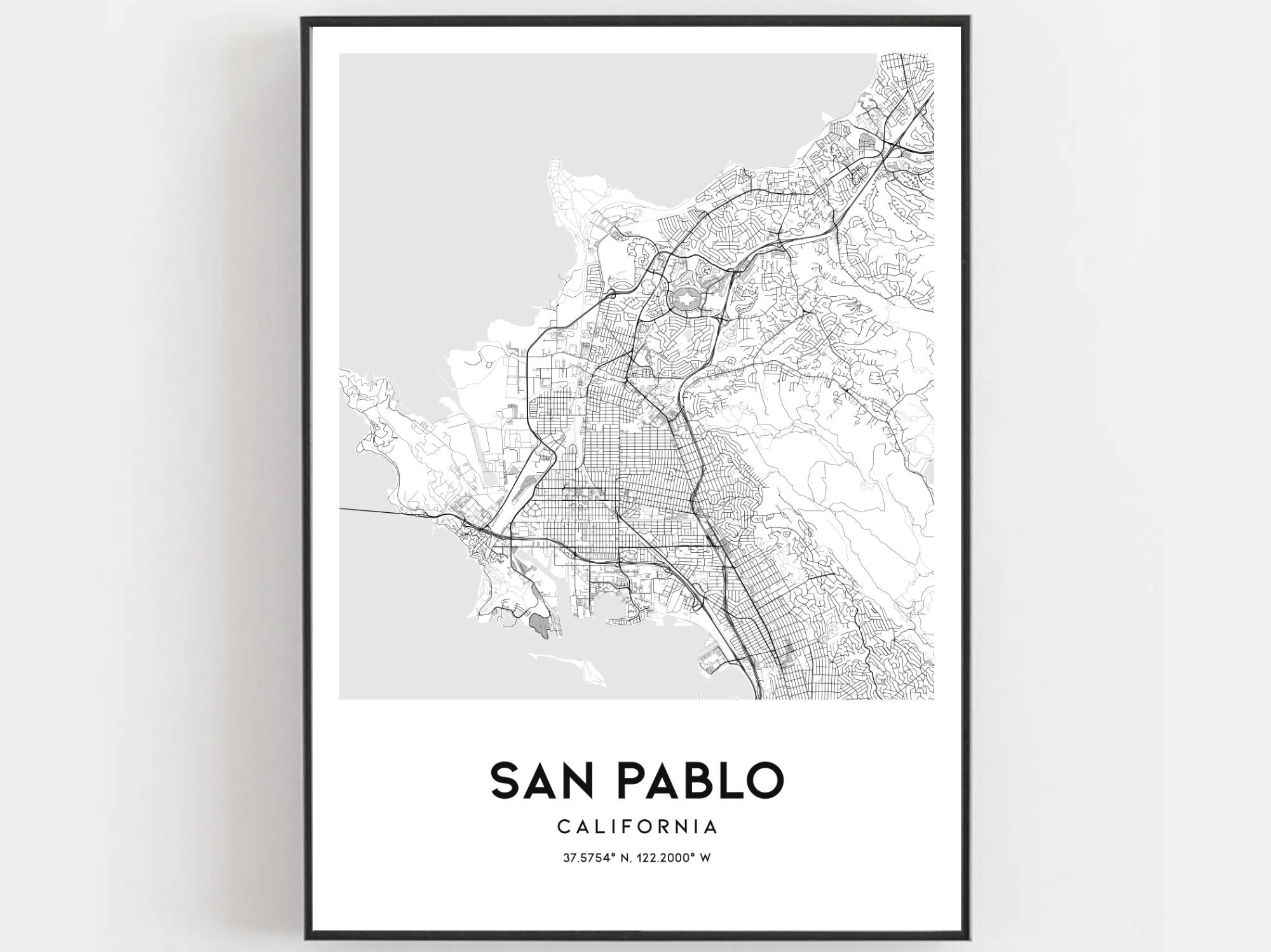San Pablo Map Print San Pablo Map Poster Wall Art Ca City | Etsy