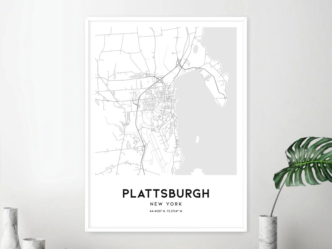 Plattsburgh Map Print, Plattsburgh Map Poster Wall Art, Ny City Map ...
