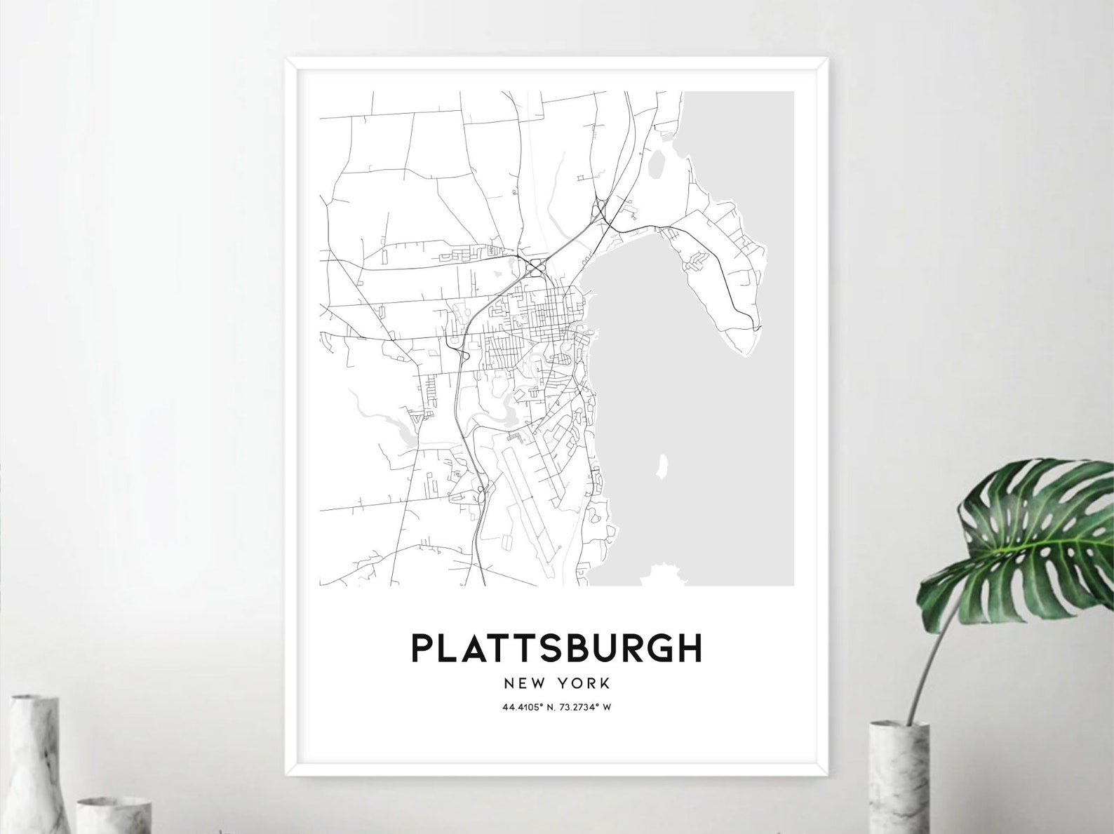 Plattsburgh Map Print, Plattsburgh Map Poster Wall Art, Ny City Map ...