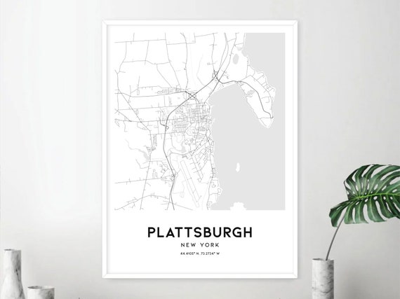 Plattsburgh Map Print Plattsburgh Map Poster Wall Art Ny - Etsy