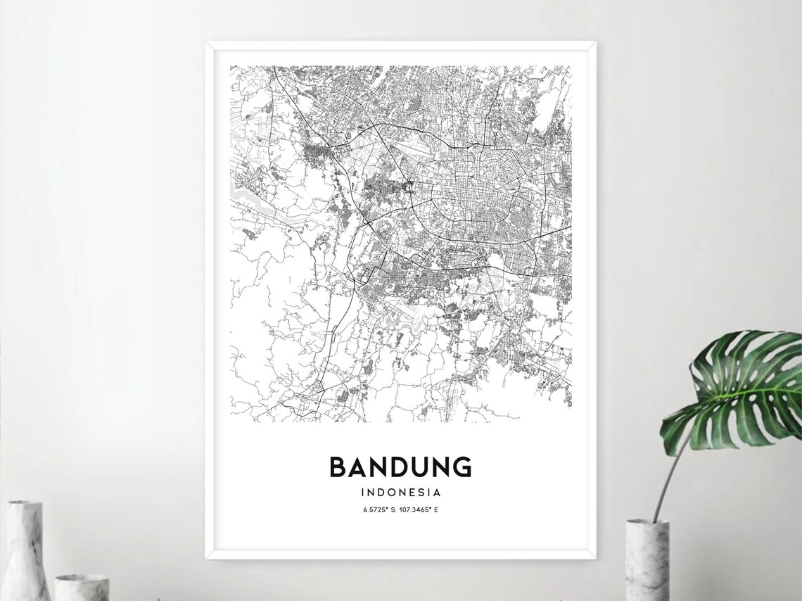 Bandung Map Print Bandung Map Poster Wall Art Bandung City - Etsy