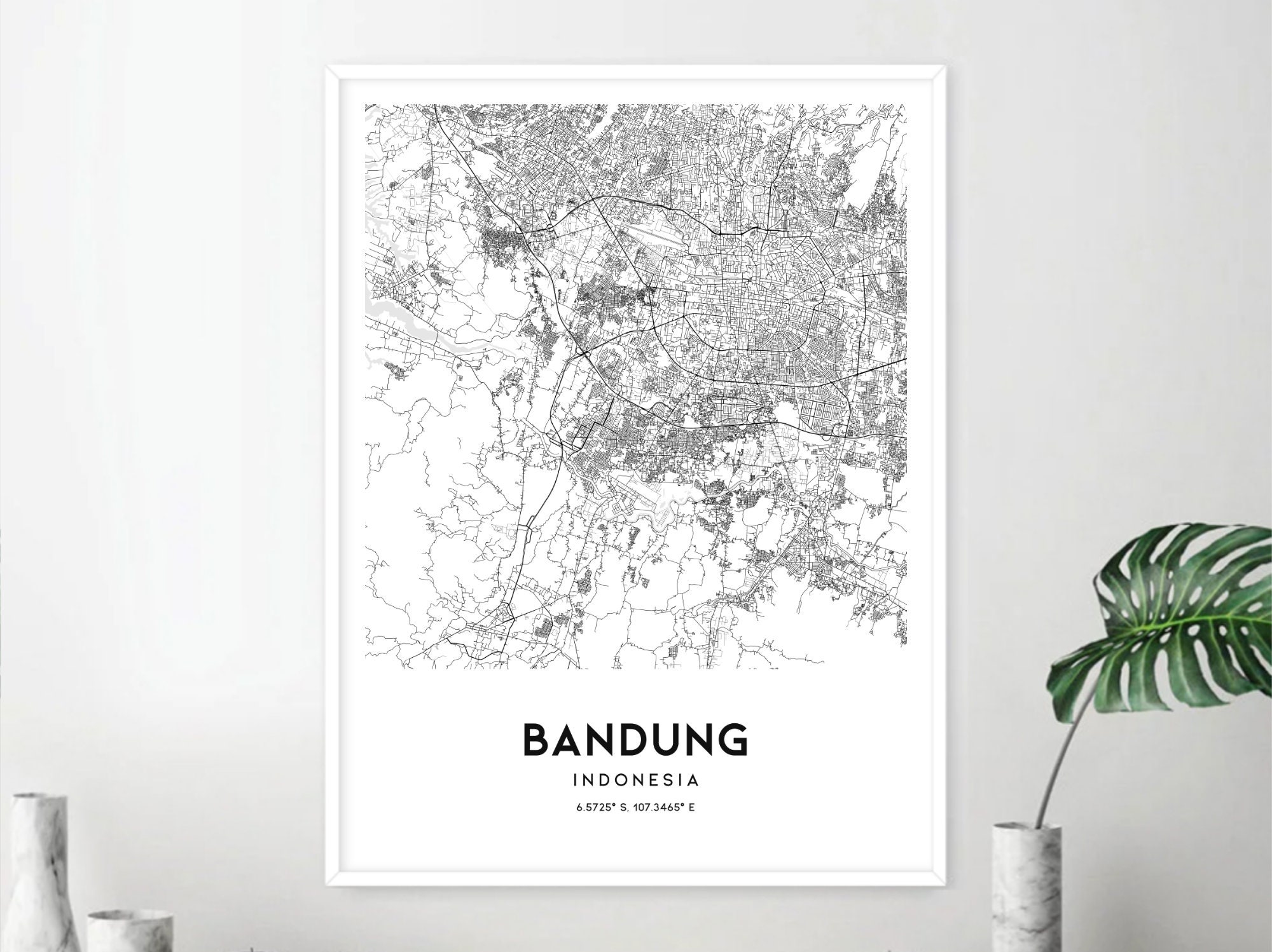 Bandung Map Print Bandung Map Poster Wall Art Bandung City - Etsy