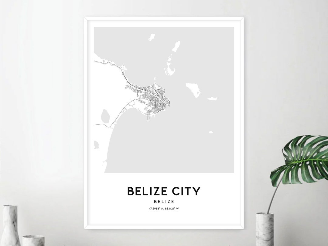 Belize City Map Print, Belize City Map Poster Wall Art, Belize City ...