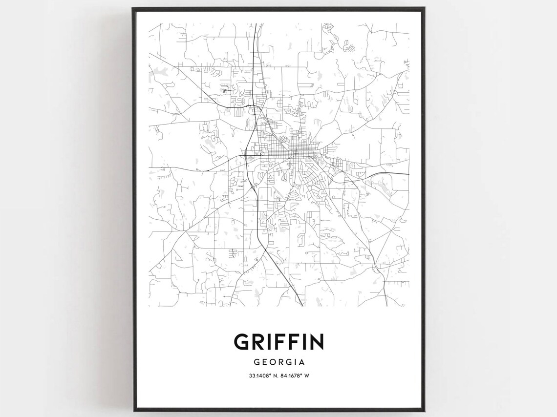 Griffin Map Print Griffin Map Poster Wall Art Ga City Map | Etsy