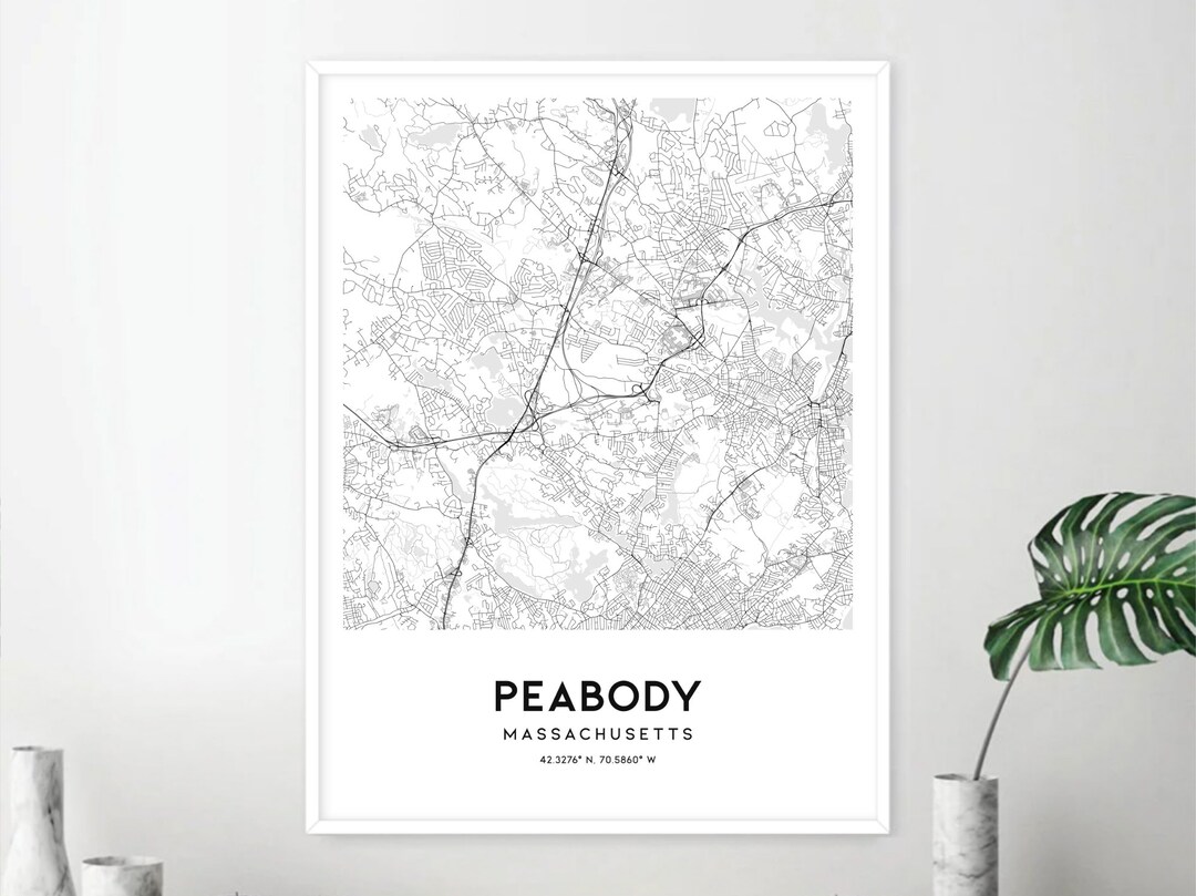 Peabody Map Print, Peabody Map Poster Wall Art, Ma City Map ...