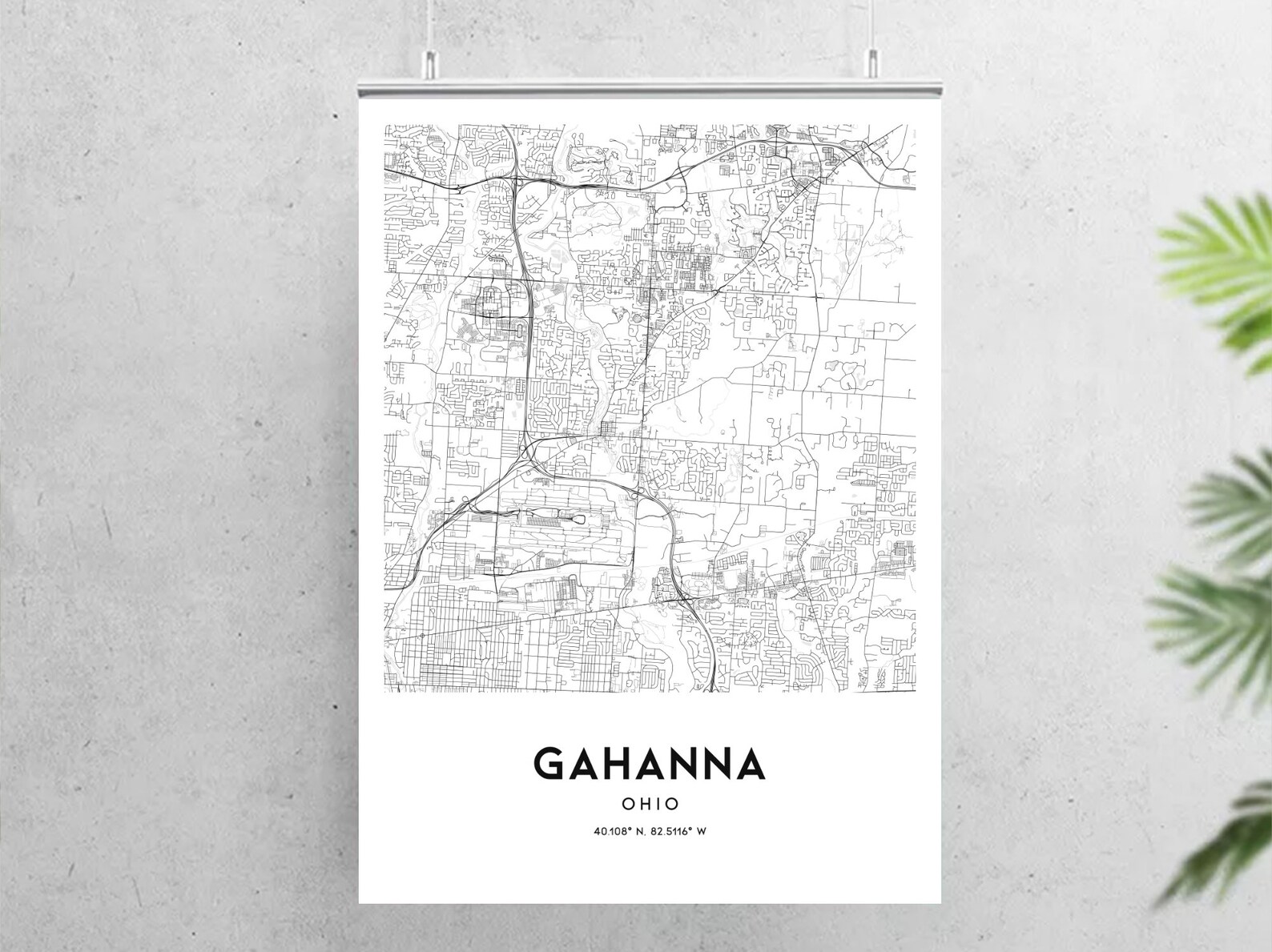Gahanna Map Print Gahanna Map Poster Wall Art Oh City Map | Etsy