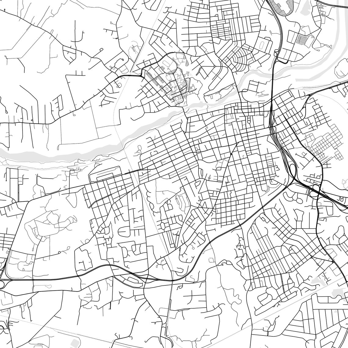 Petersburg Map Print, Petersburg Map Poster Wall Art, Va City Map ...