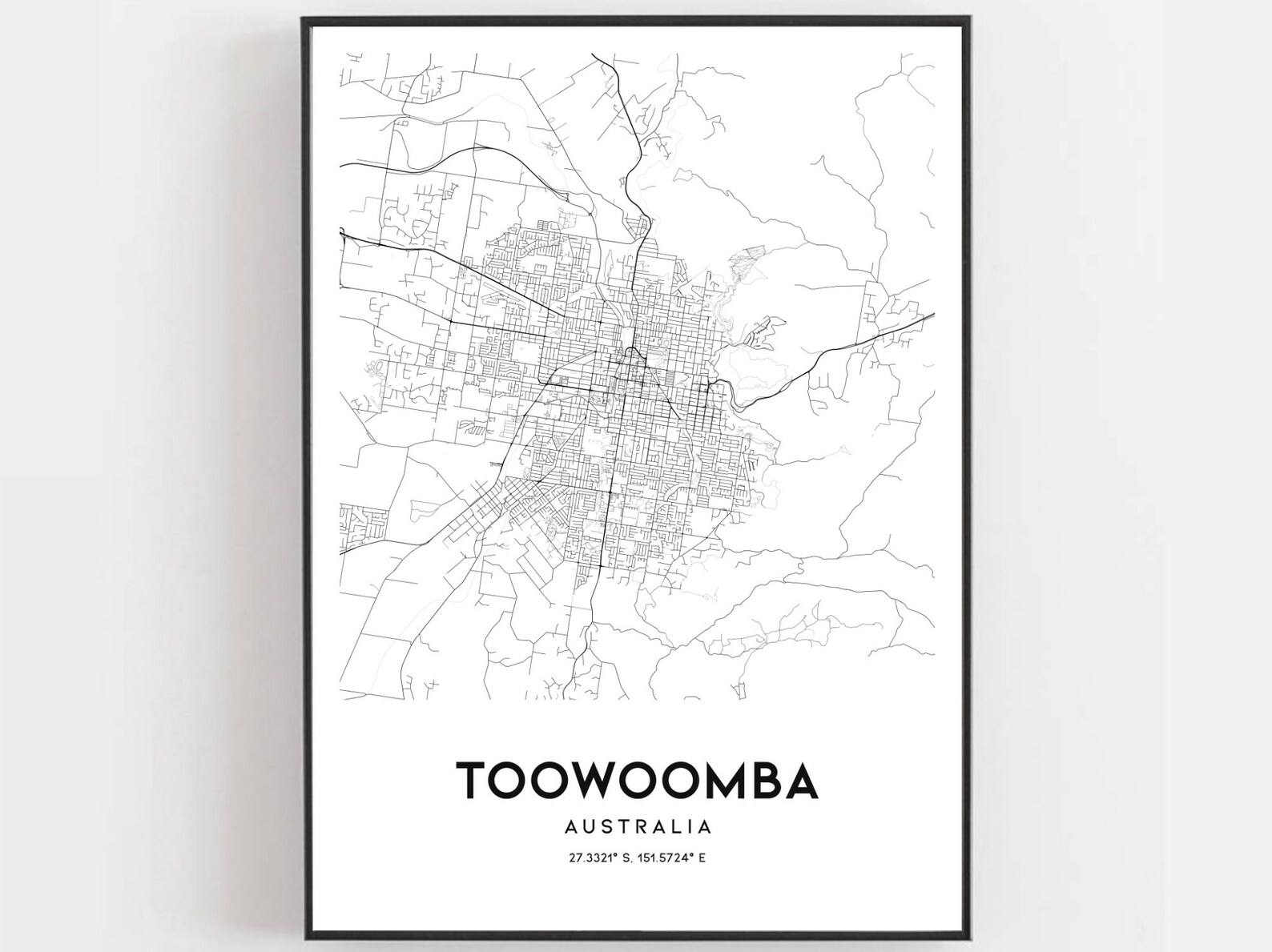Toowoomba Map Print Toowoomba Map Poster Wall Art Toowoomba | Etsy