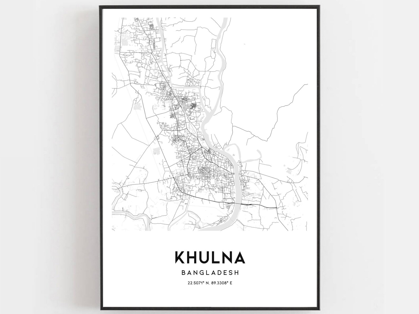 Khulna Map Print Khulna Map Poster Wall Art Khulna City | Etsy