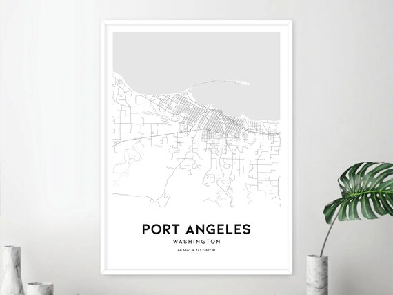 Port Angeles Map Print Port Angeles Map Poster Wall Art Wa - Etsy