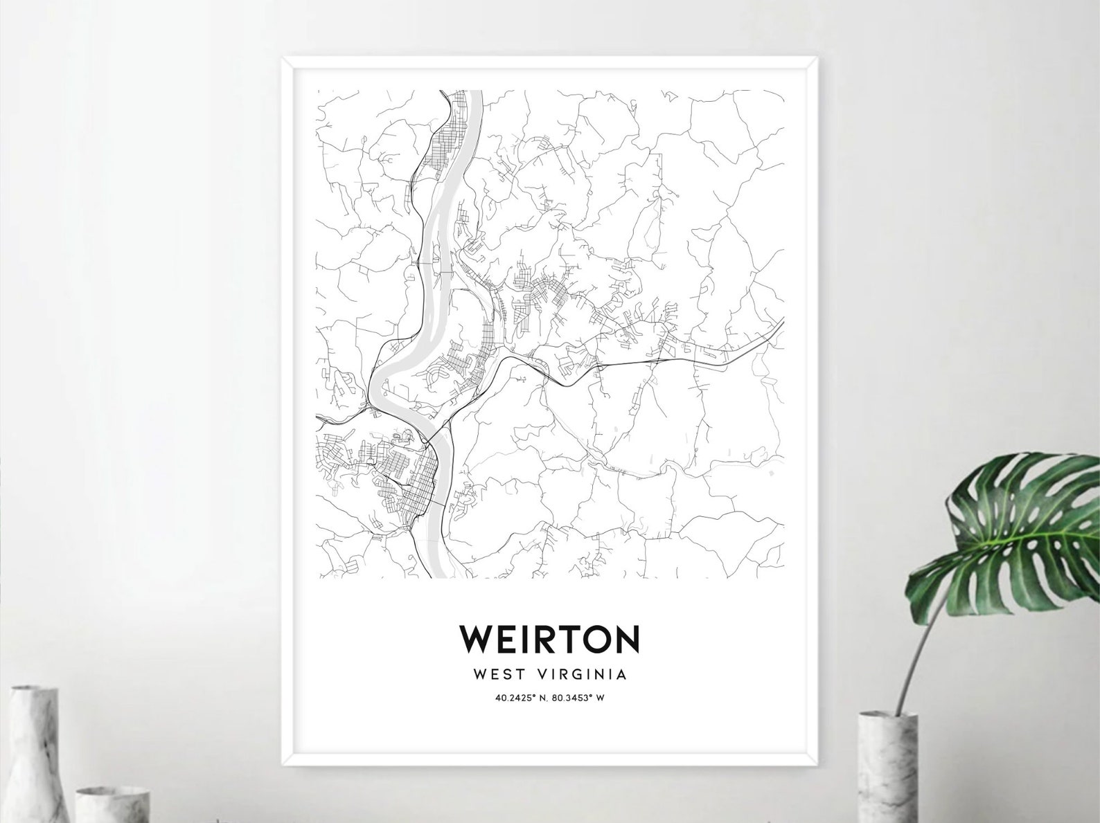 Weirton Map Print, Weirton Map Poster Wall Art, Va City Map, West ...
