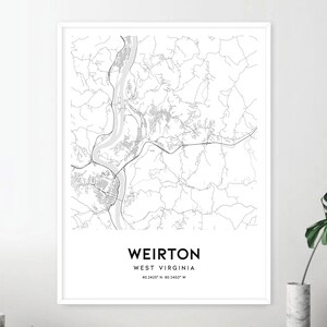 Weirton Map Print, Weirton Map Poster Wall Art, Va City Map, West ...