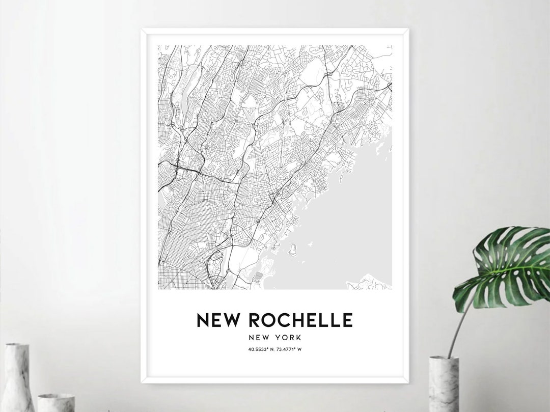 New Rochelle Map Print, New Rochelle Map Poster Wall Art, Ny City Map ...