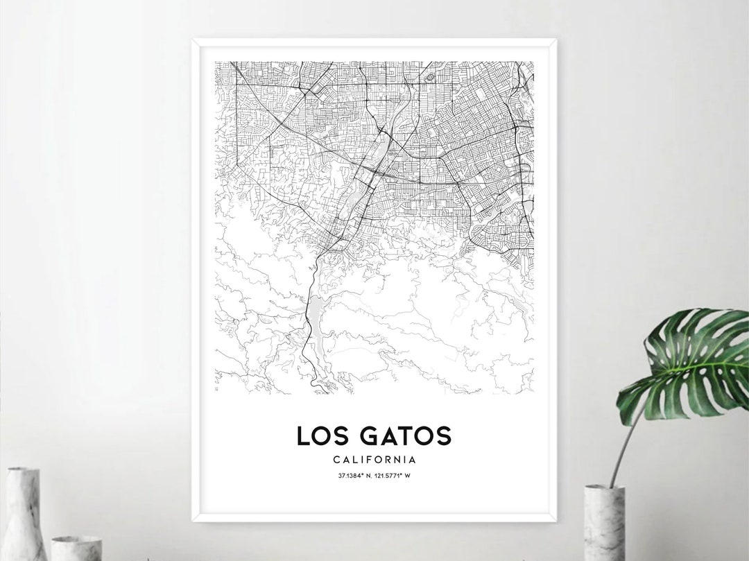 Los Gatos Map Print, Los Gatos Map Poster Wall Art, Ca City Map ...