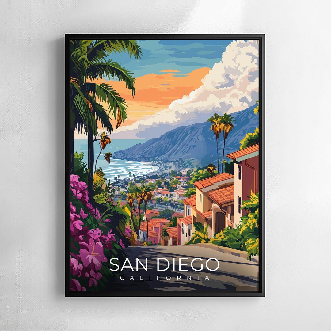 San Diego Print California Travel Wall Art Coastal Cityscape ...