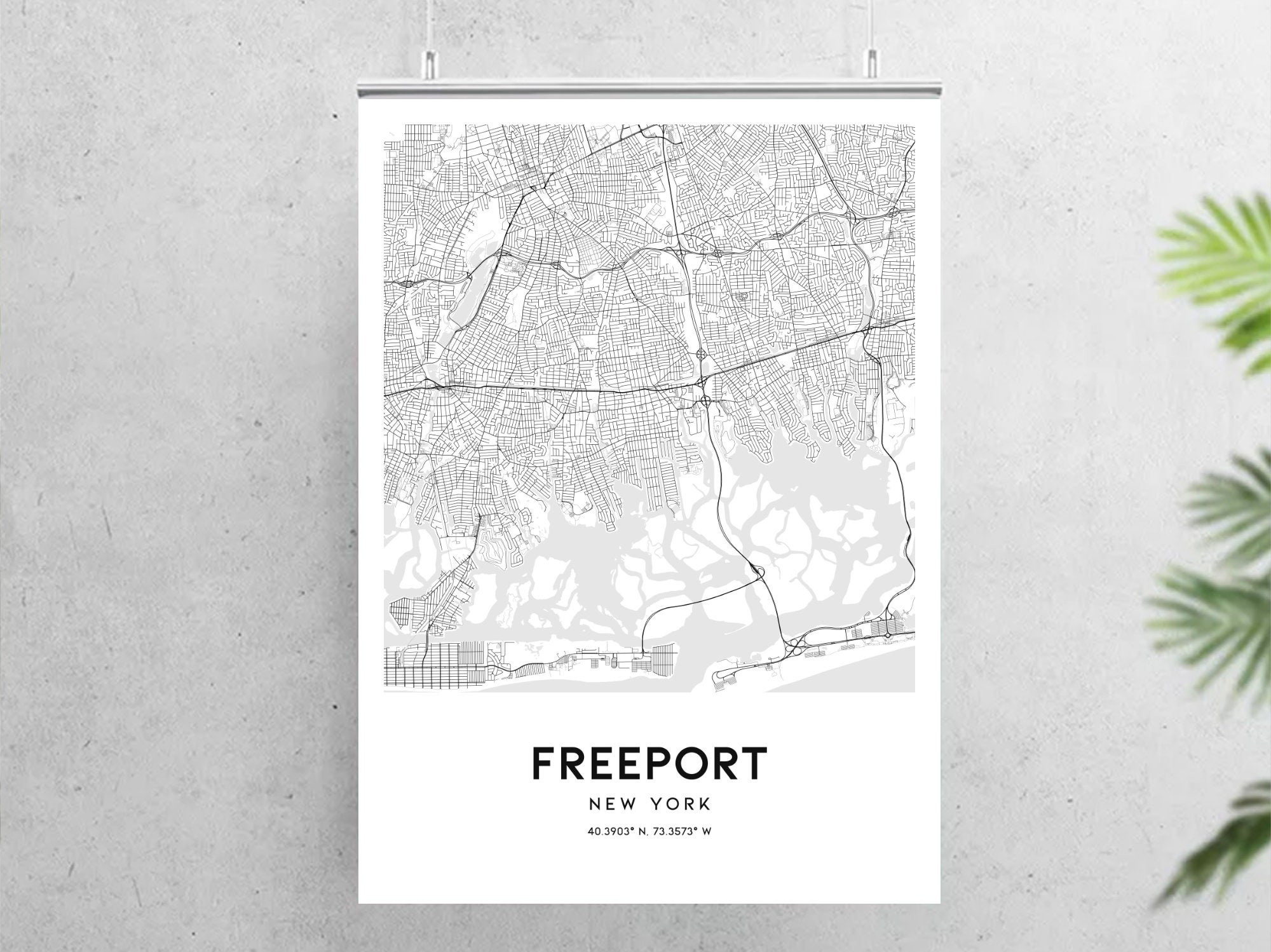Freeport Map Print Freeport Map Poster Wall Art Ny City Map | Etsy