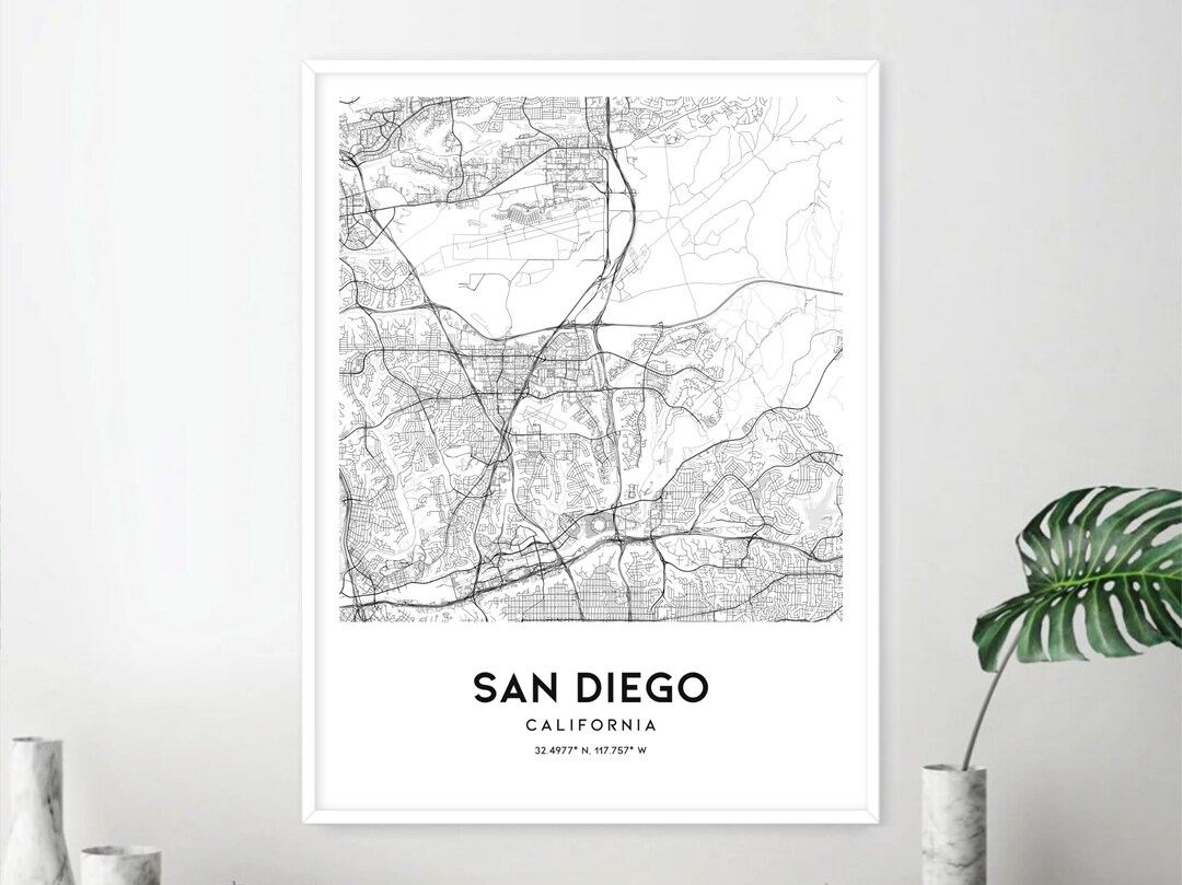 San Diego Map Print, San Diego Map Poster Wall Art, Ca City Map ...