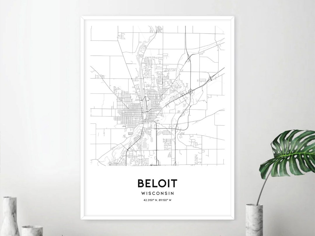 Beloit Map Print Beloit Map Poster Wall Art Wi City Map - Etsy