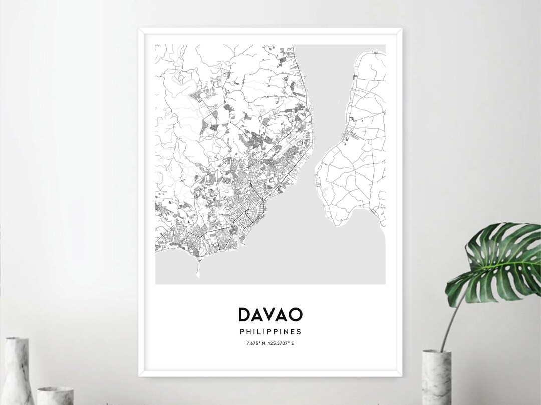 Davao Map Print Davao Map Poster Wall Art Davao City Map - Etsy