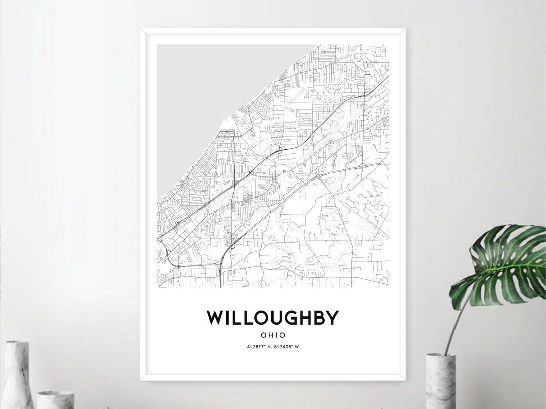 Willoughby Map Print, Willoughby Map Poster Wall Art, Oh City Map, Ohio ...