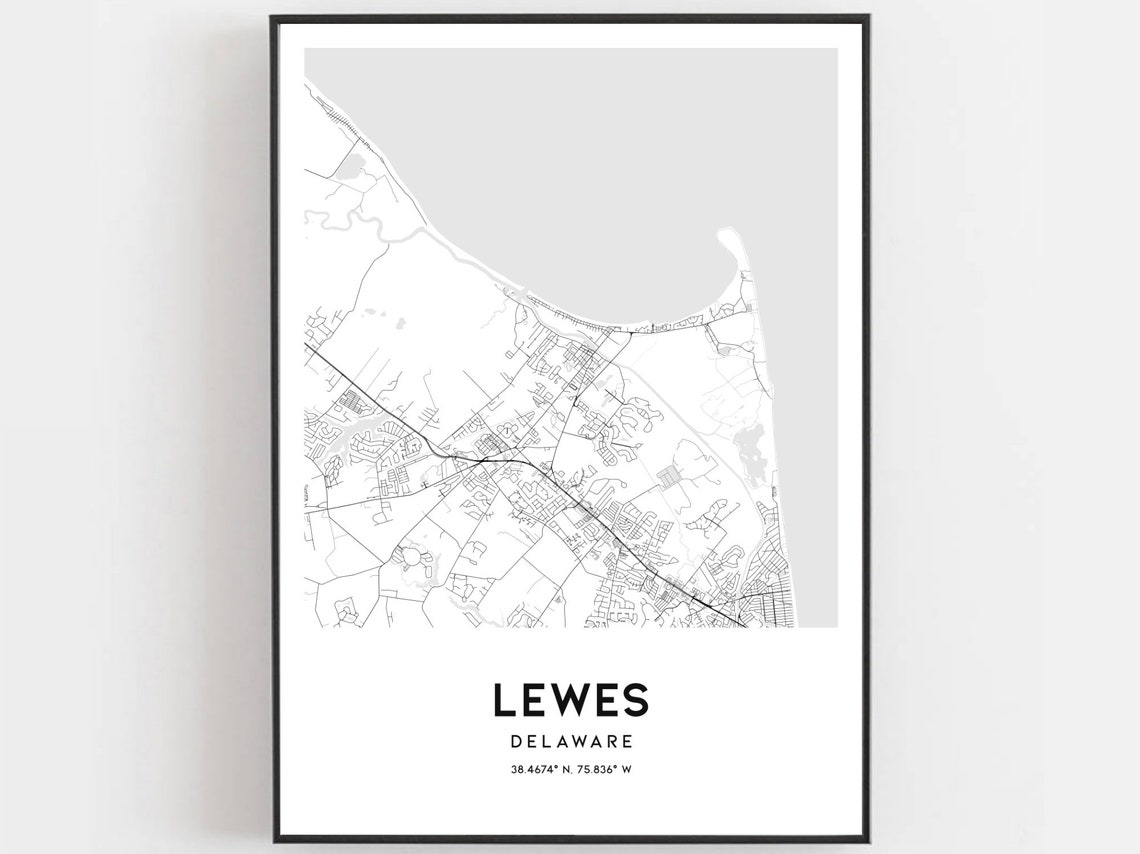 Lewes Map Print Lewes Map Poster Wall Art De City Map | Etsy