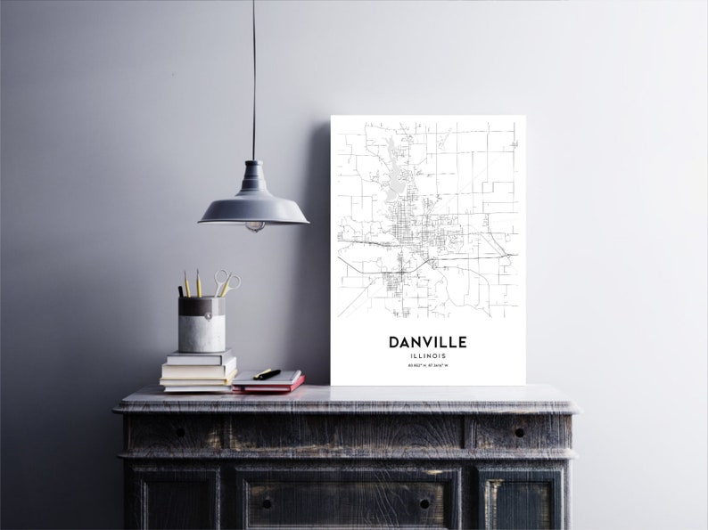 Danville Map Print Danville Map Poster Wall Art Il City Map - Etsy