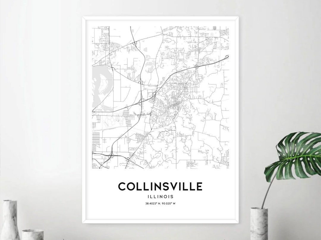 Collinsville Map Print Collinsville Map Poster Wall Art Il - Etsy España