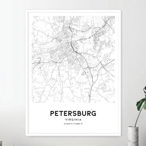 Petersburg Map Print, Petersburg Map Poster Wall Art, Va City Map ...