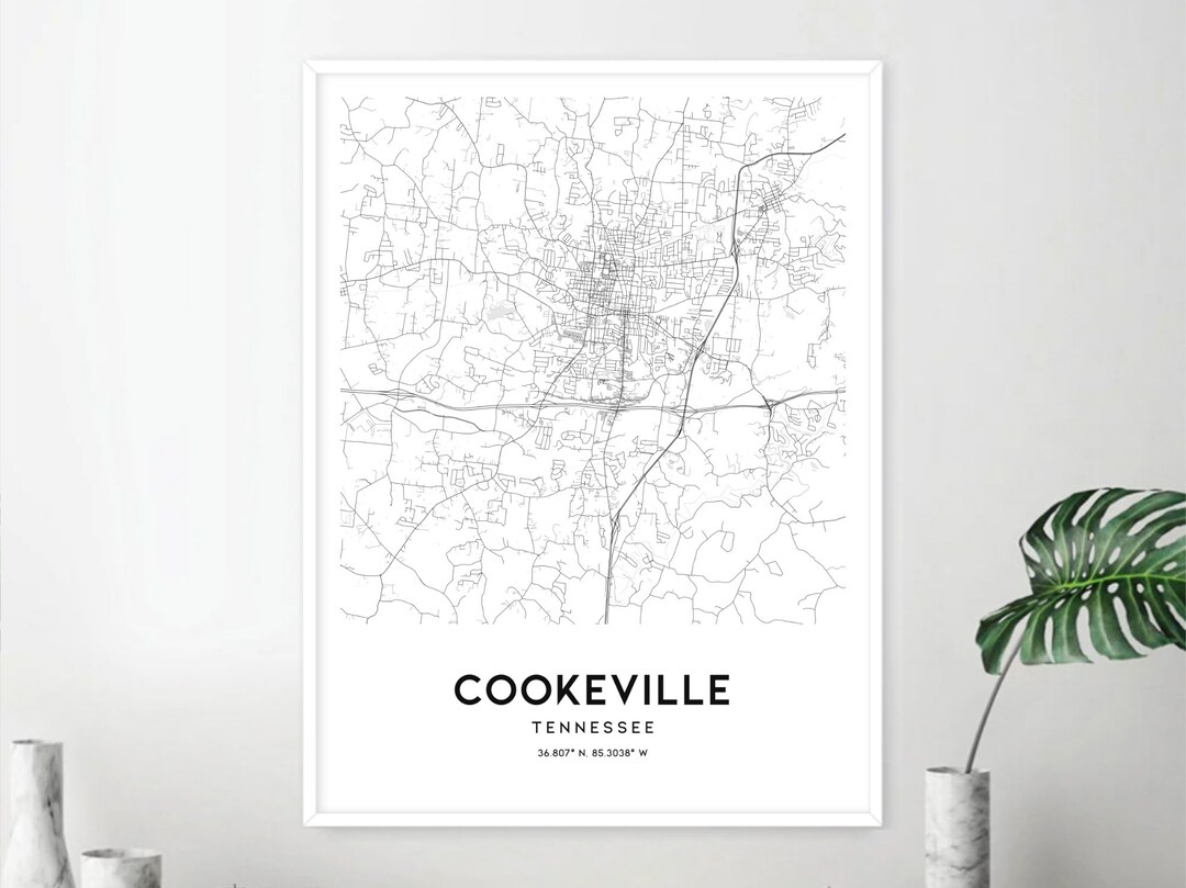 Cookeville Map Print, Cookeville Map Poster Wall Art, Tn City Map ...
