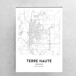 Terre Haute Map Print Terre Haute Map Poster Wall Art In | Etsy