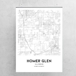 Homer Glen Map Print Homer Glen Map Poster Wall Art Il City | Etsy