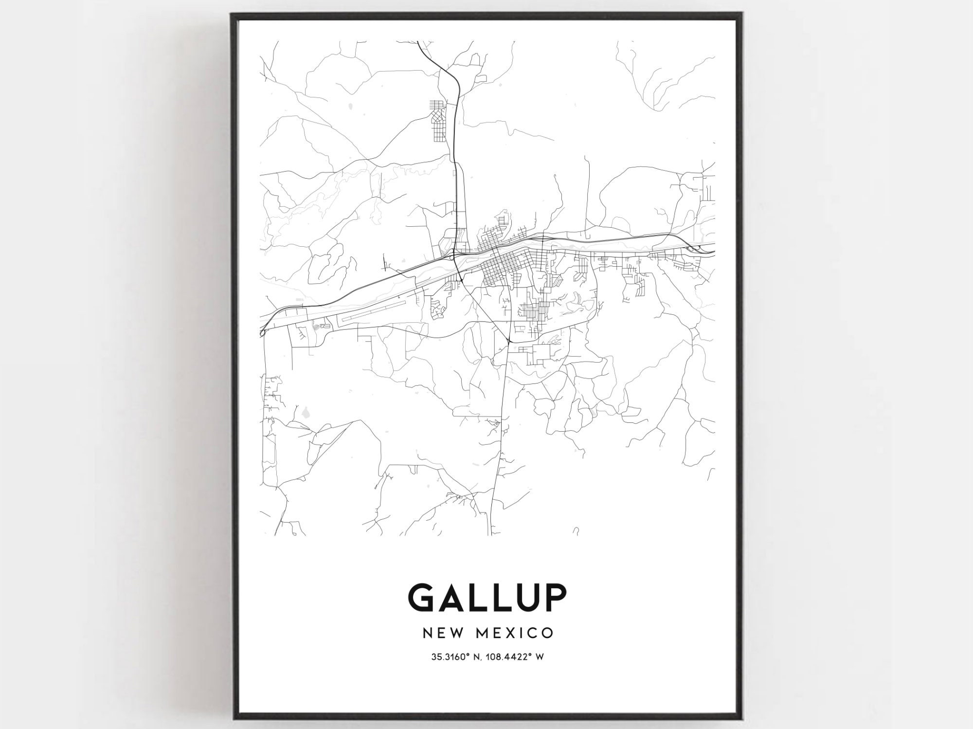 Gallup Map Print Gallup Map Poster Wall Art Nm City Map | Etsy