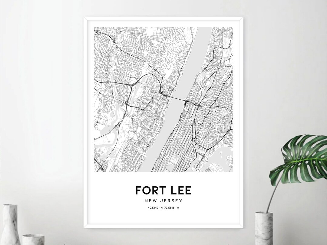Fort Lee Map Print, Fort Lee Map Poster Wall Art, Nj City Map, New ...