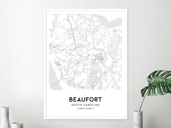 Beaufort Map Print Beaufort Map Poster Wall Art Sc City Map | Etsy
