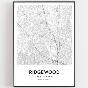 Ridgewood Map Print Ridgewood Map Poster Wall Art Nj City | Etsy