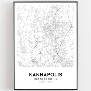 Kannapolis Map Print Kannapolis Map Poster Wall Art Nc City | Etsy
