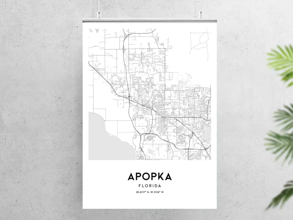 Apopka Map Print Apopka Map Poster Wall Art Fl City Map | Etsy