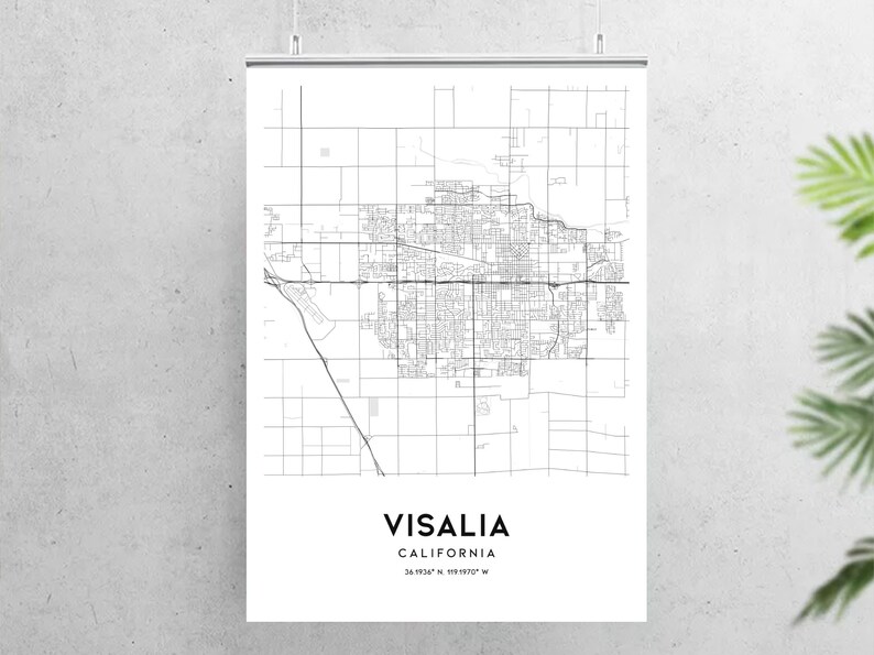 Visalia Map Print Visalia Map Poster Wall Art Ca City Map | Etsy