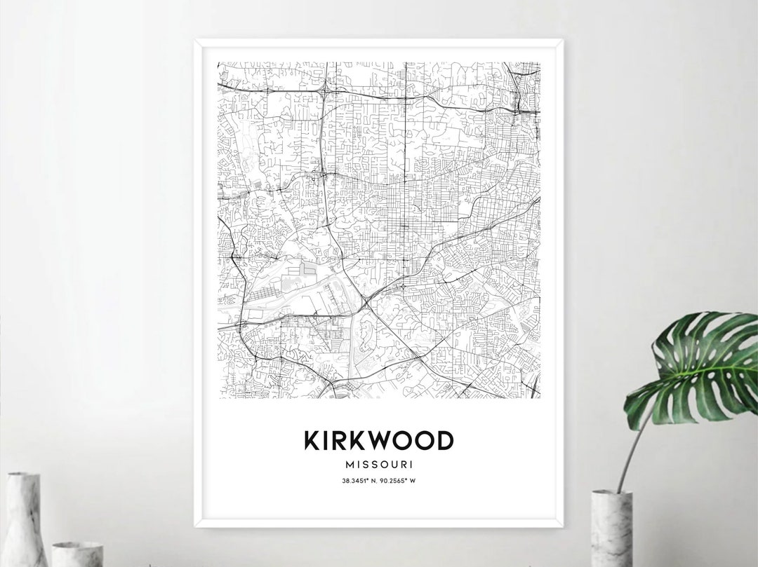 Kirkwood Map Print, Kirkwood Map Poster Wall Art, Mo City Map, Missouri ...