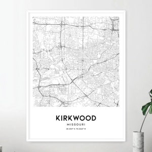 Kirkwood Map Print, Kirkwood Map Poster Wall Art, Mo City Map, Missouri ...