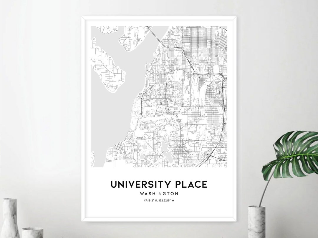 University Place Map Print, University Place Map Poster Wall Art, Wa ...