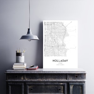 Holladay Map Print, Holladay Map Poster Wall Art, Ut City Map, Utah ...