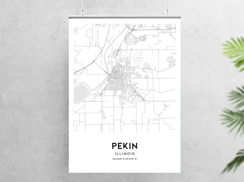 Pekin Map Print Pekin Map Poster Wall Art Il City Map | Etsy