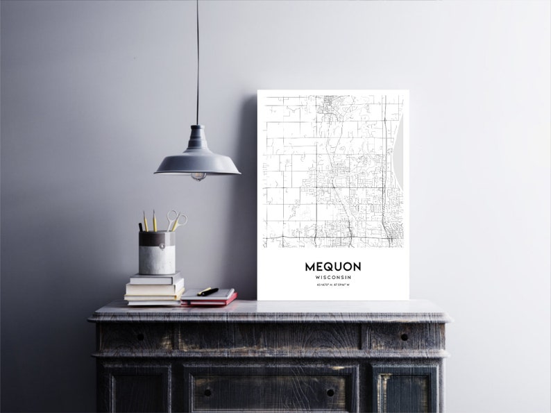 Mequon Map Print, Mequon Map Poster Wall Art, Wi City Map, Wisconsin ...