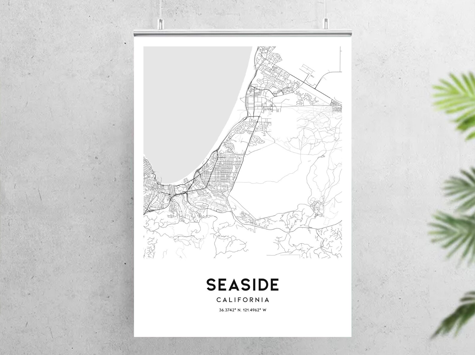 Seaside Map Print Seaside Map Poster Wall Art Ca City Map | Etsy